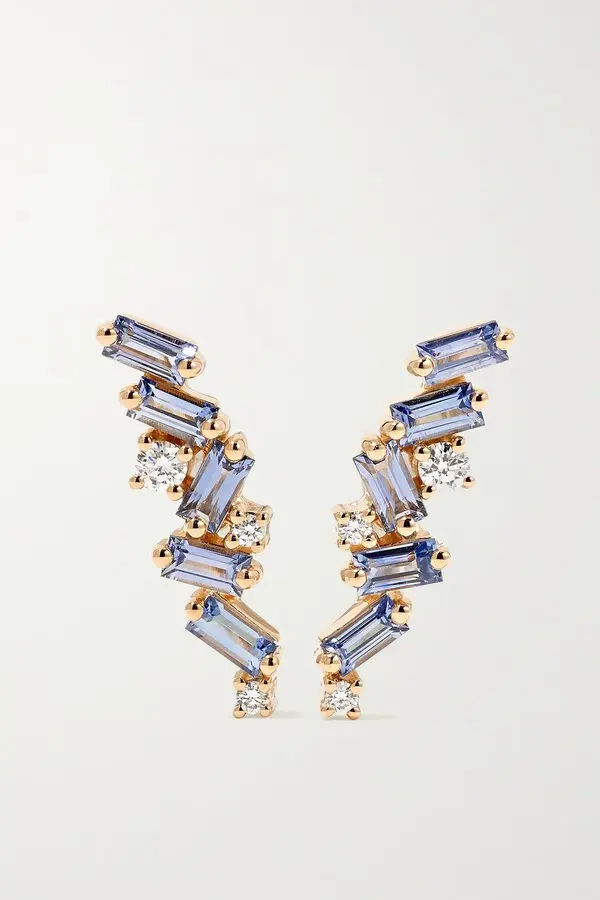 SUZANNE KALAN 18-karat Sapphire And Diamond Earrings