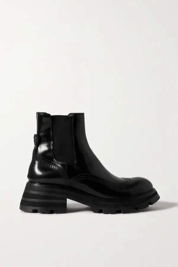 Alexander Mcqueen Glossed-Leather Exaggerated-Sole Chelsea 