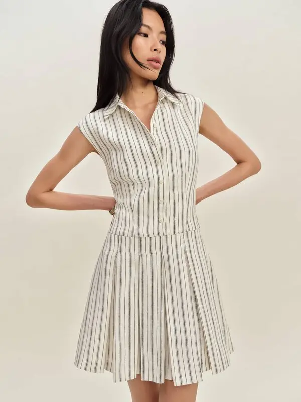 REFORMATION Arella Linen Mini Dress - Elsie Stripe