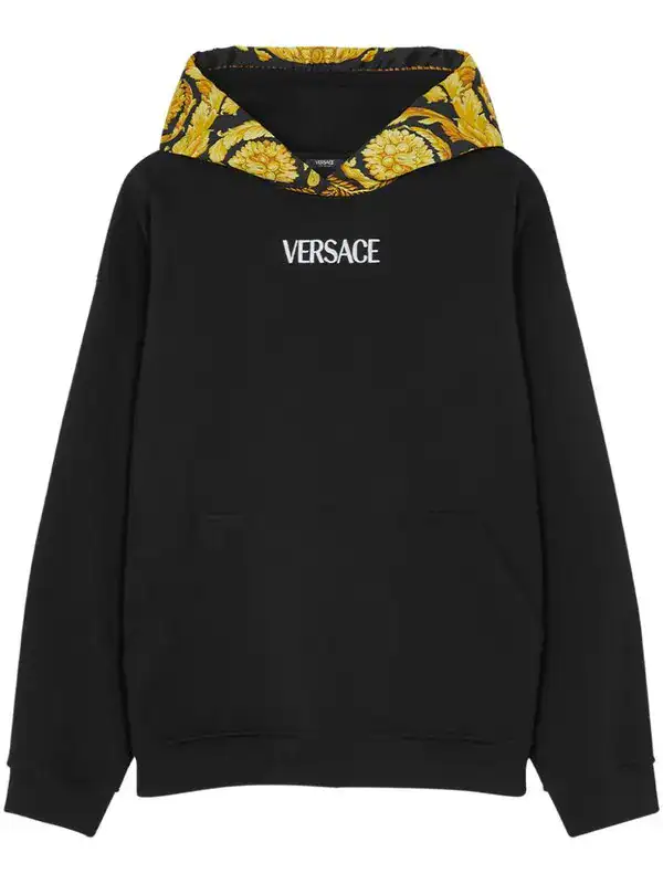 Versace Barocco Panelled Hoodie In Black - 50% Off | Editorialist