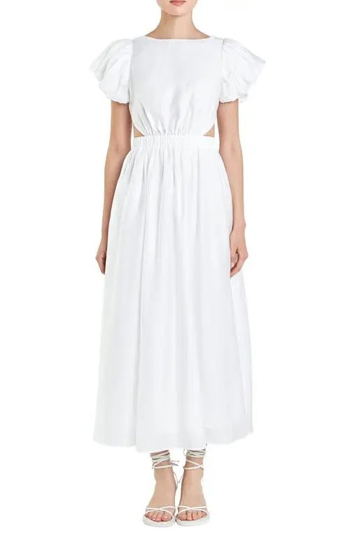 English Factory Cutout Puff Sleeve Maxi Sundress