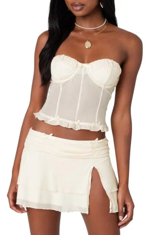 EDIKTED Jojo Strapless Mesh Corset Top