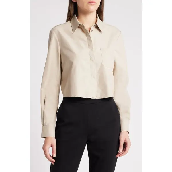 Emporio Armani Crop Poplin Shirt - Solid Medium Beige