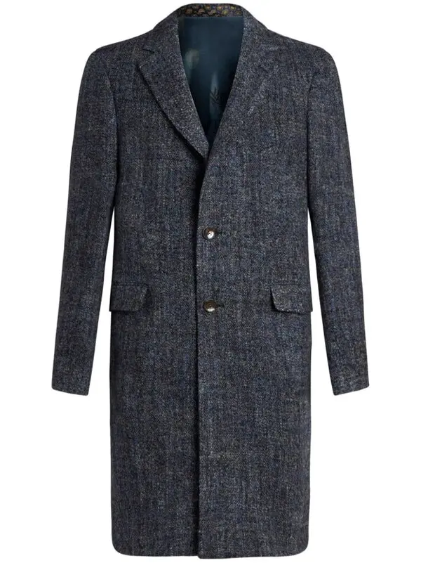 Etro Single-breasted Wool-blend Coat - Blue