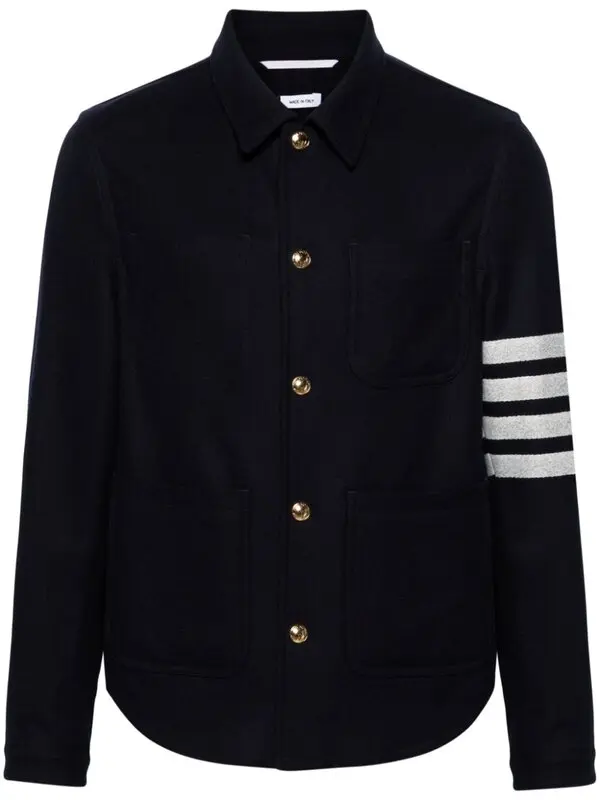 Thom Browne 4-bar Felted Shirt Jacket - Blue