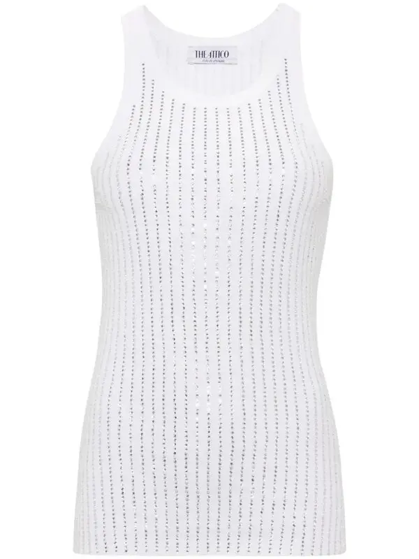 Attico Rhinestone Tank Top - White