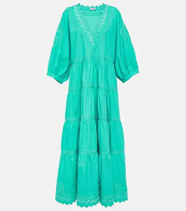 knee length dresses for ladies Juliet Dunn Women's Poplin V-Neck Ric Rac Embroidered Midi Dress – Saint  Bernard