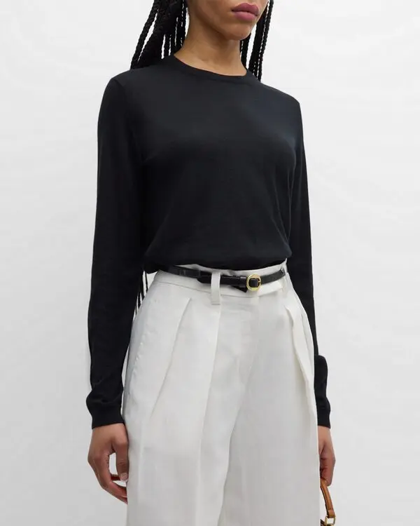 Ralph Lauren Cashmere Jersey Knit Crewneck Top - Black