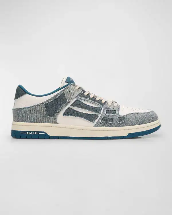 Amiri Skel Denim Low-top Sneakers Slate Blue Editorialist