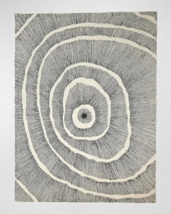 GLOBAL VIEWS Burst Hand-tufted Rug, 9' X 12 - Black, Ivory