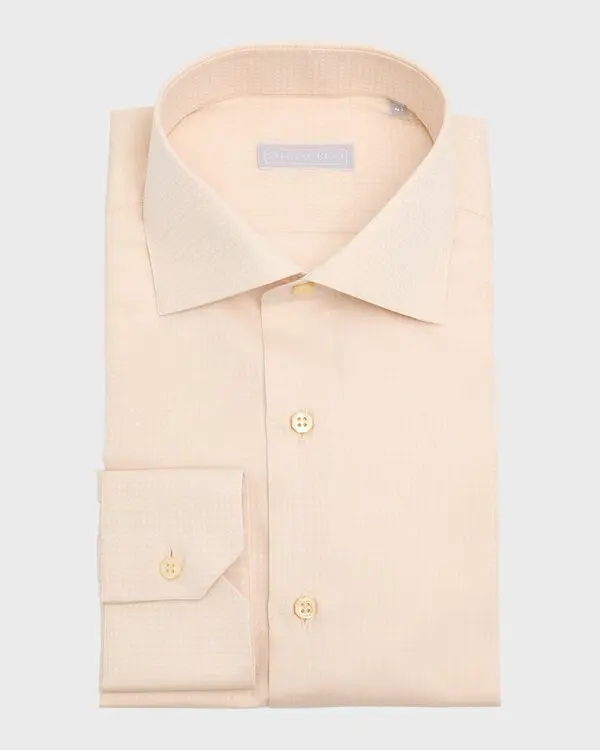 Stefano Ricci Tonal Check Dress Shirt - Beige