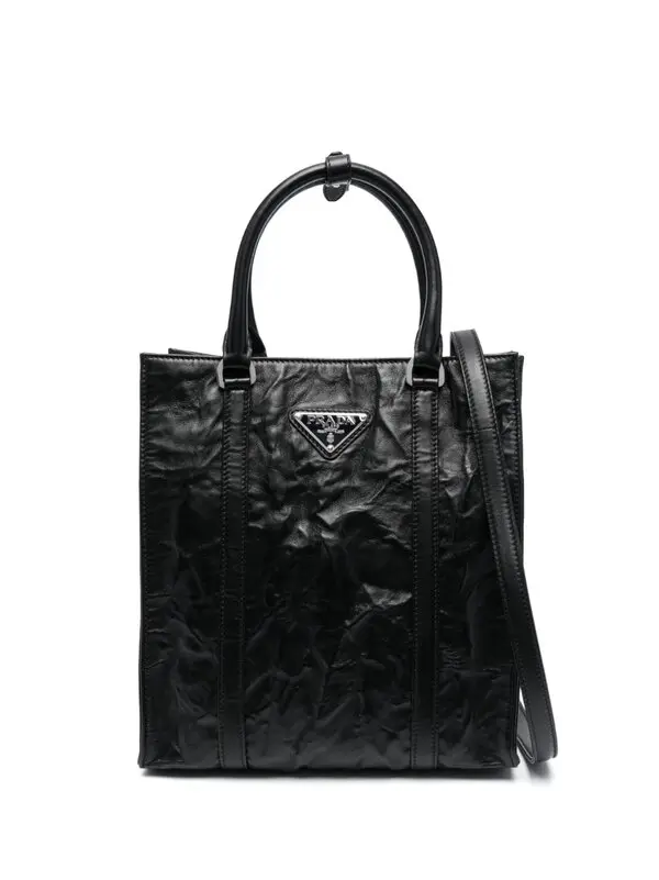 Prada Logo-plaque Crinkle-effect Tote