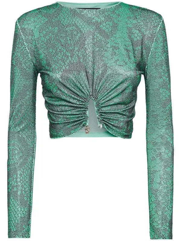 Philipp Plein Embellished Cropped T-shirt - Green