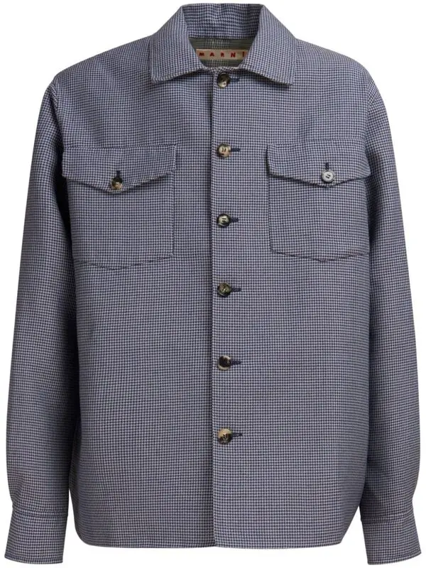 Marni Houndstooth-print Flap-pocket Shirt