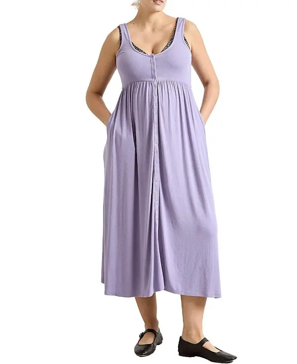Hatch Collection Rib Knit Nursing Tank Dress - Wisteria