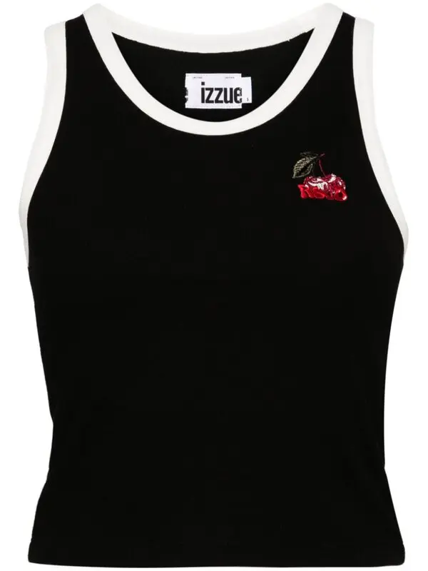 Izzue Logo-embroidered Trimmed Tank Top