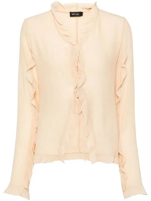 TOUT A COUP V-neck Ruffle-detail Blouse
