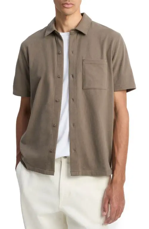 Vince Sueded Jersey Short Sleeve Button-up Shirt - Dome