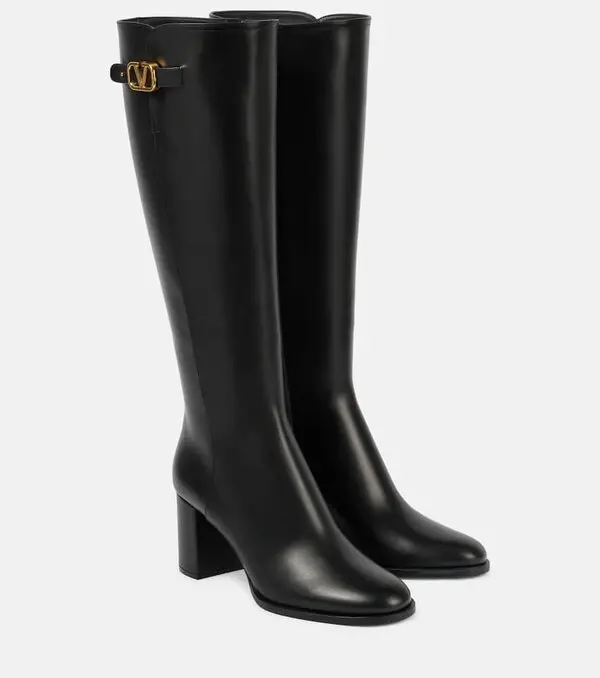 Valentino Garavani Vlogo Signature Leather Knee-high Boots
