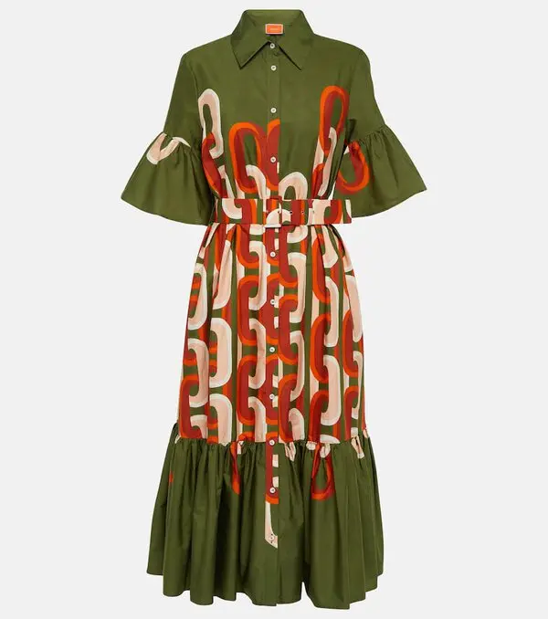 La DoubleJ Choux Printed Cotton Poplin Midi Dress - Multicoloured