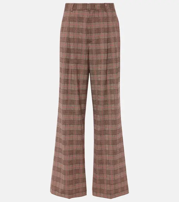 Etro Checked High-rise Wide-leg Pants