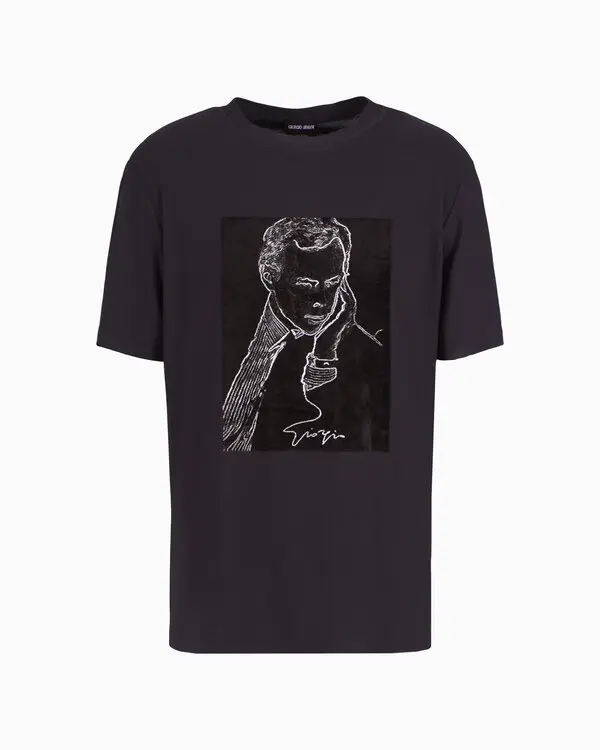 Giorgio Armani Crew-neck T-shirt In Viscose Jersey - Patterned