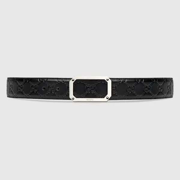 Gucci Signature Leather Belt Logo Leather - Black | Editorialist