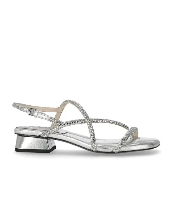 Ash Isla Mid Heel Sandals - Silver