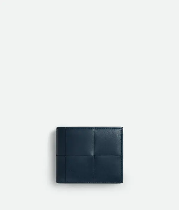 Bottega Veneta Cassette Bi-fold Wallet With Coin Purse - Deep Blue/ambra