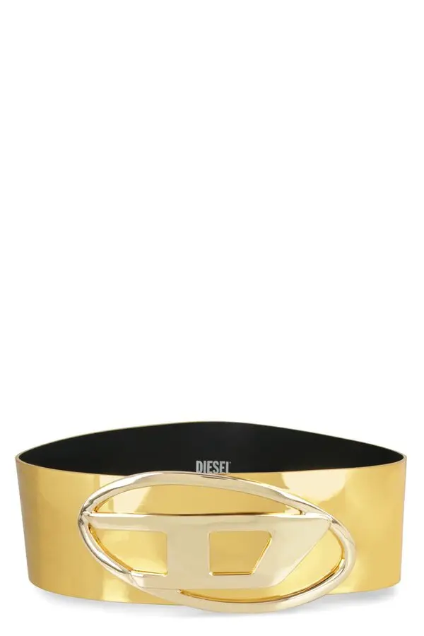 Diesel B-1dr Metallic Leather Belt - Gold