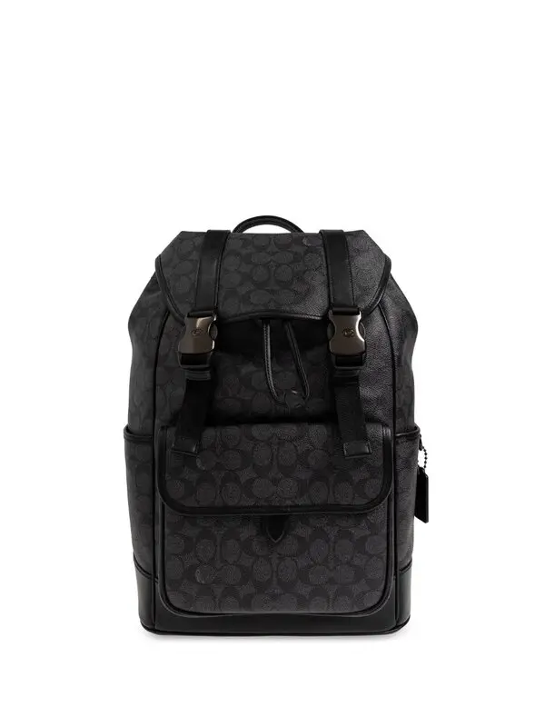 Coach Logo Printed Flap Backpack