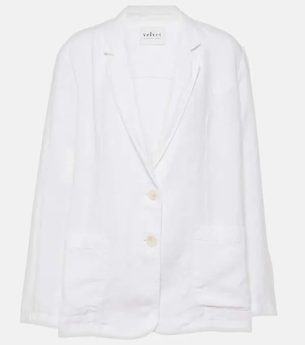 Velvet By Graham & Spencer Lenny Linen Blazer - White