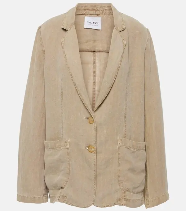 Velvet By Graham & Spencer Lenny Linen Blazer - Brown