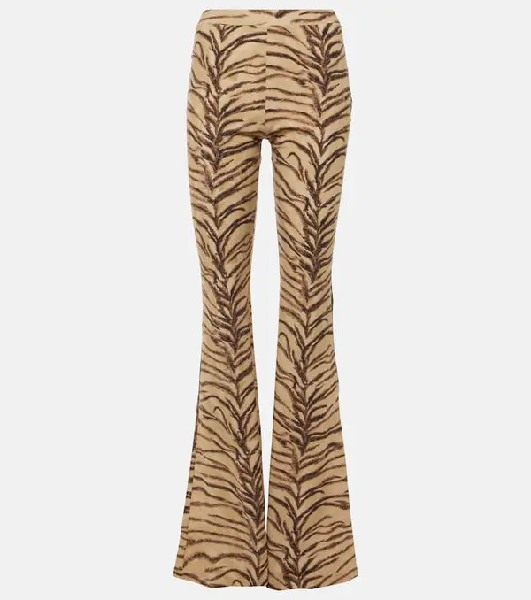 Stella McCartney Tiger-print Flared Pants - Beige