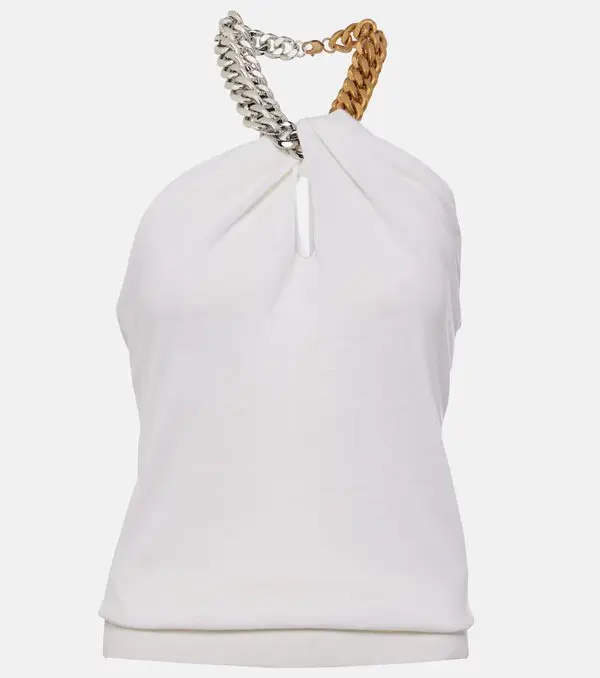 Stella McCartney Embellished Halterneck Wool Top - White