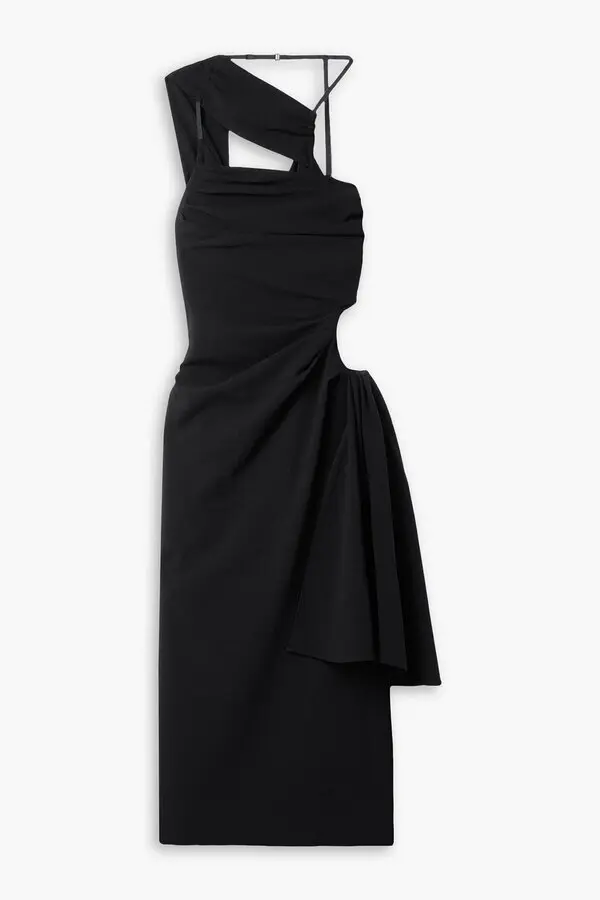 Jacquemus Abanada Cutout Draped Midi Dress - Black
