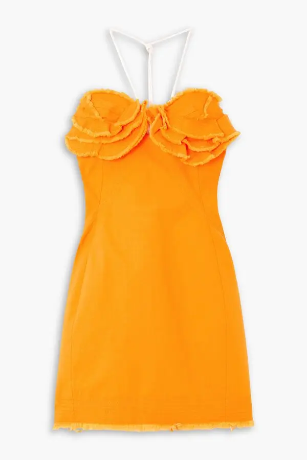Jacquemus Artichaut Ruffled Cotton-canvas Mini Dress - Orange