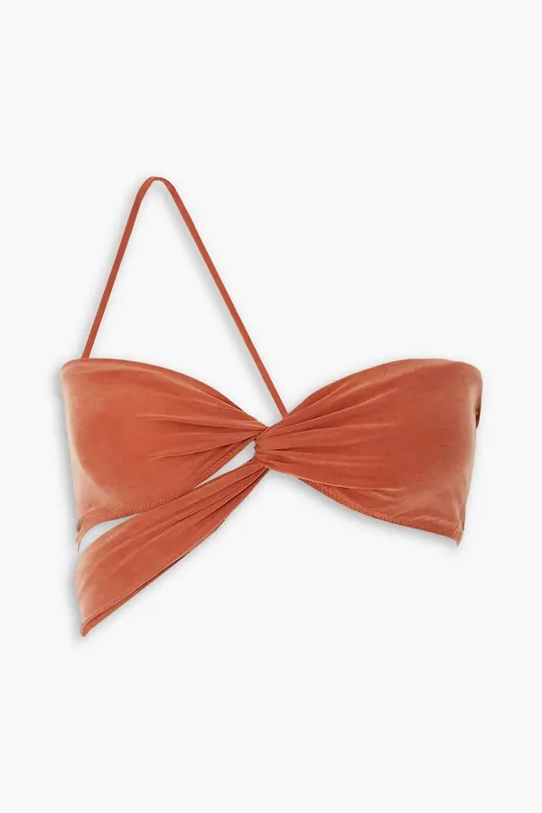 Jacquemus Espelho Cropped Bandeau Top - Tan