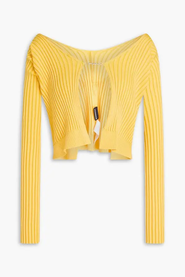 Jacquemus Pralu Ribbed-knit Cardigan - Yellow