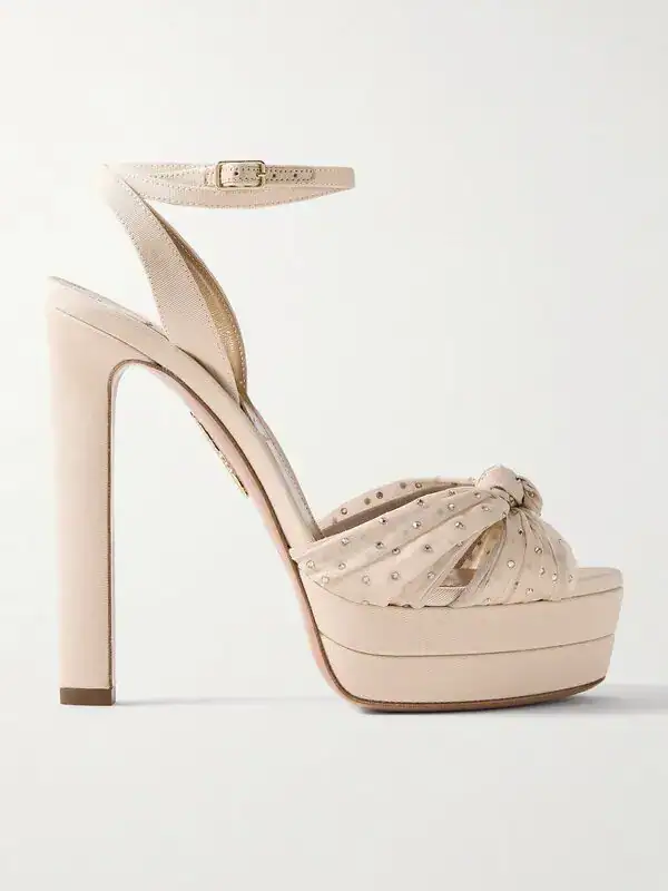 Buy AQUAZZURA Slow Kisses 130 Crystal-embellished Platform Sandals