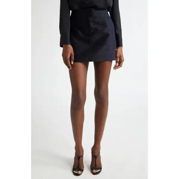 TOM FORD Metallic Bouclé Miniskirt - Combo Black/ Blue