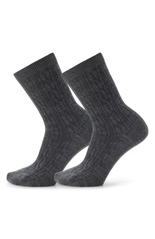 Smartwool Everyday 2-pack Wool Blend Cable Crew Socks - Medium Gray