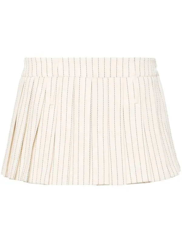 THE FRANKIE SHOP Pinstriped Pleated Mini Skirt - Neutrals