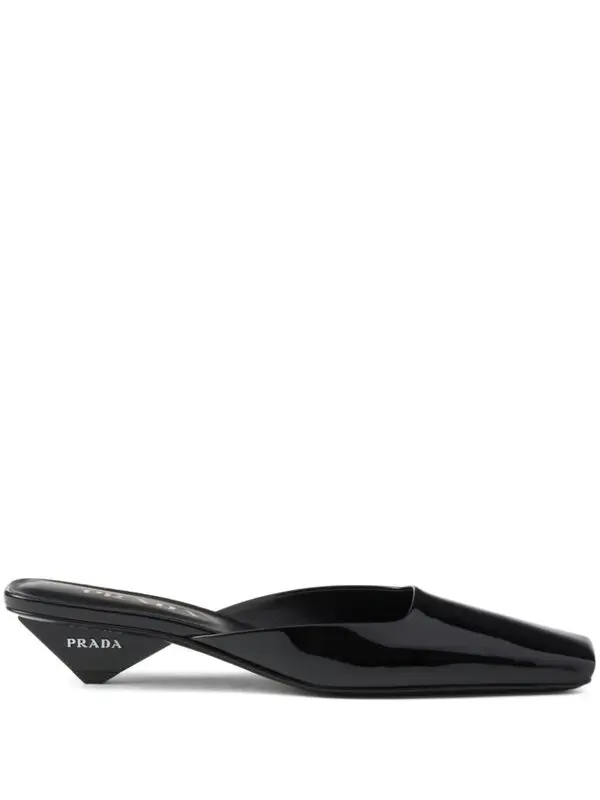Prada 35mm Patent Leather Mules - Black
