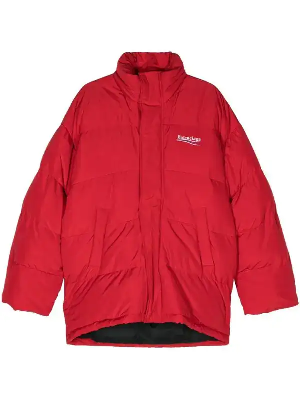 Balenciaga Political Campaign Puffer Jacket In Red - 45% Off  