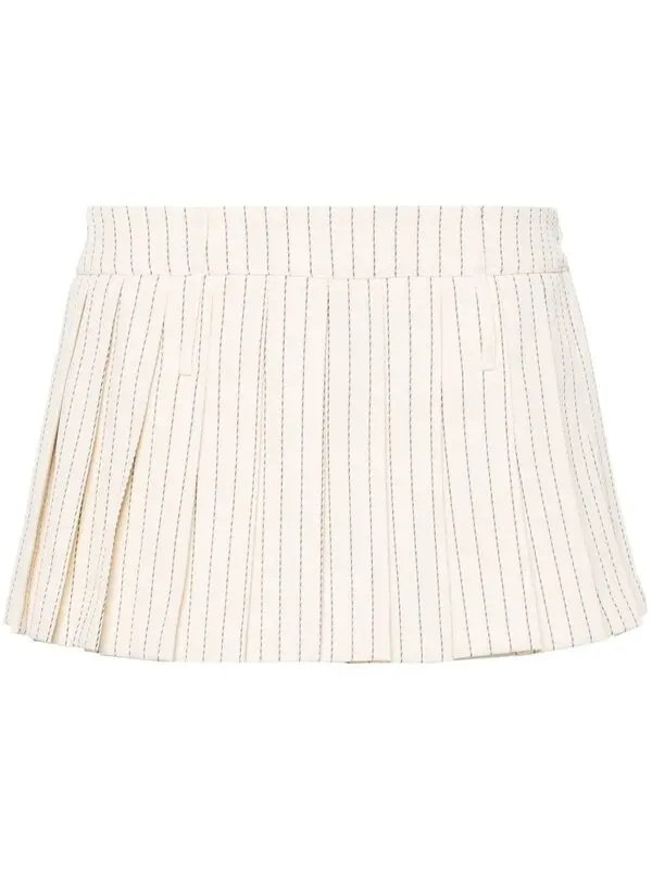 THE FRANKIE SHOP Blake Pinstripe Pleated Miniskirt - Neutrals
