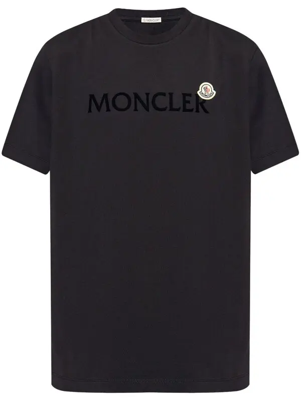 Moncler Flocked-logo Cotton T-shirt - Blue