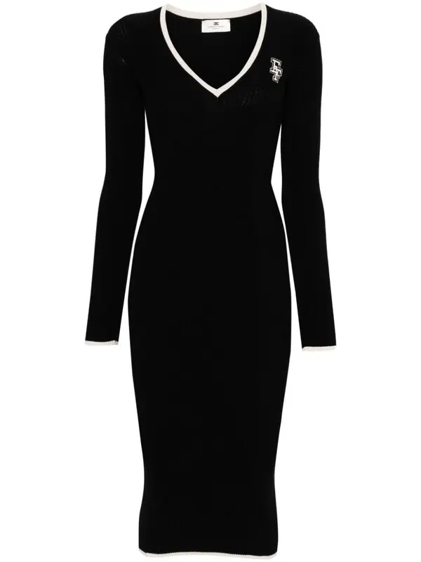 Elisabetta Franchi Intarsia-knit Ribbed Midi Dress