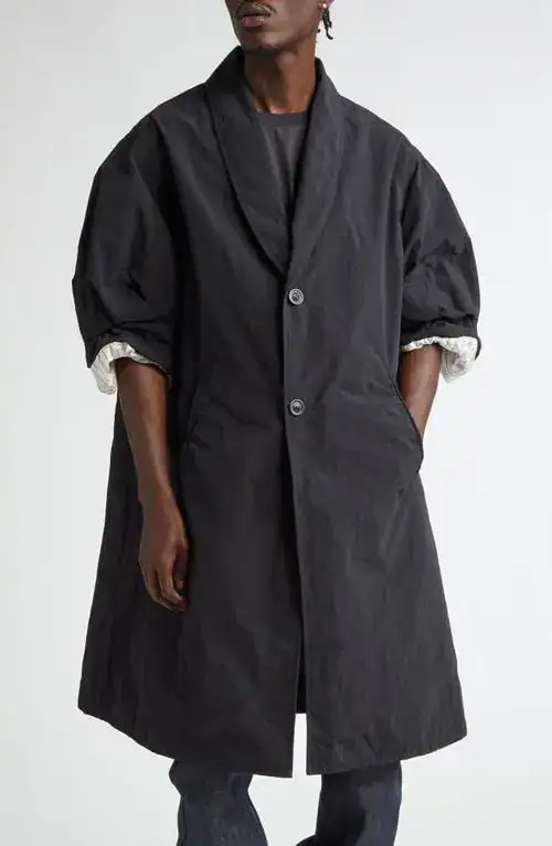 Maison Margiela Hard Hand Puff Sleeve Nylon Coat In Black - 60