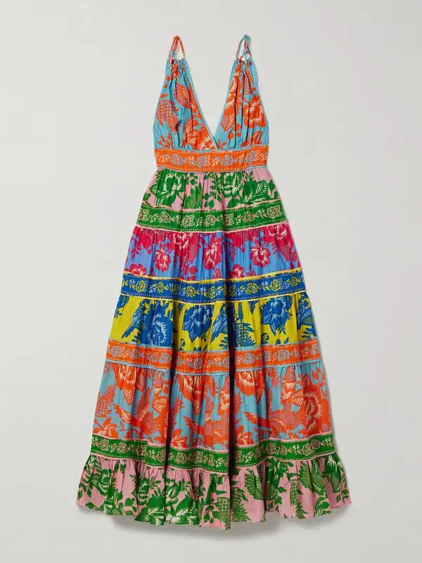 Farm Rio Lace Garden Printed Cotton-Voile Midi Dress In Multi - 50% Off |  Editorialist